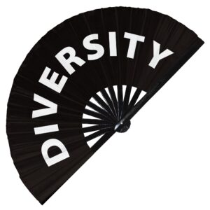 diversity hand fan foldable bamboo circuit hand fan funny pride lgbt gag words slang expressions statement gifts festival accessories rave handheld circuit event clack fans (black)