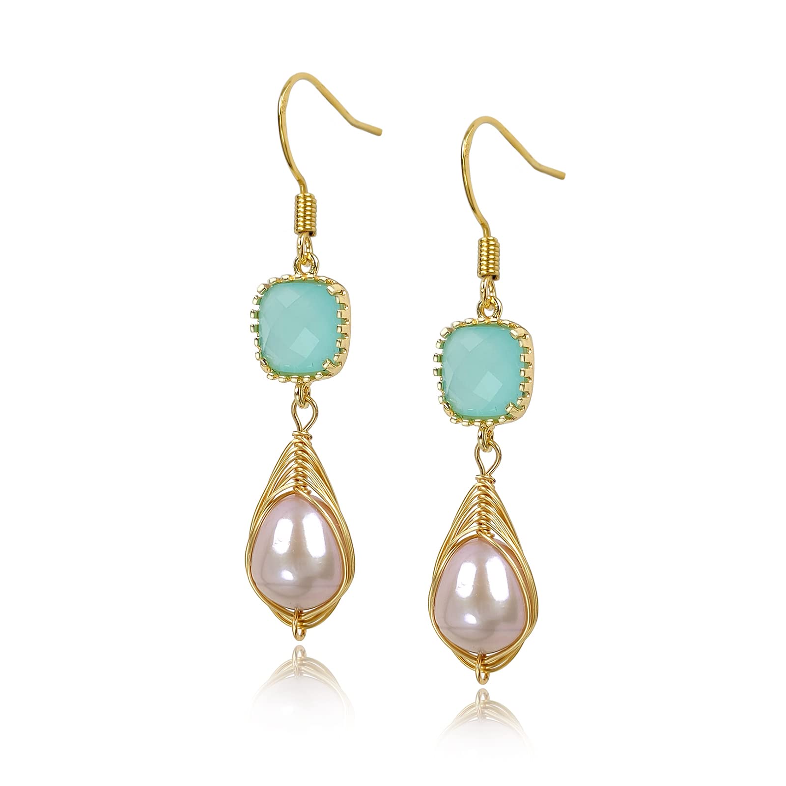 JA.S.JR Pearl Drop Earrings Gold Dangle Earrings Wedding Earrings Jewelry Gift for Women