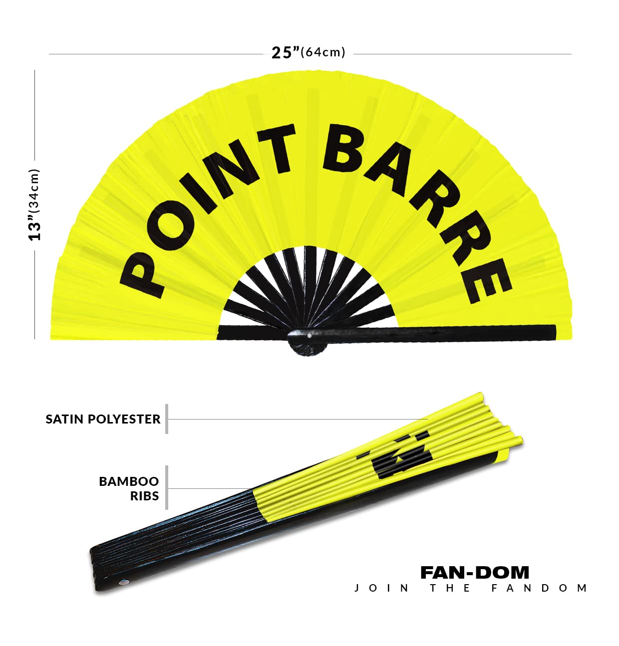 Point Barre Hand Fan Foldable Bamboo Circuit Hand Fan Funny Gag French Words Slang Expressions Statement Gifts Festival Accessories Rave Handheld Circuit Event Fan Clack Fans (Yellow)