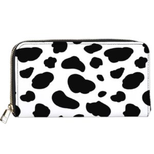 qwalnely cow print wallet pu leather purse phone credit card storage purse for women adults