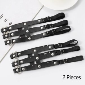 BODIY Women Punk Belt for Leg Straps Black Gothic Heart Thigh Belts Accessory for Halloween Rave Body Chain