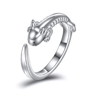 yafeini axolotl rings 925 sterling silver axolotl statement rings animal jewelry gifts for women