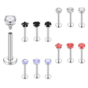 flogwe 16g lip ring studs heart star cz forward helix earring studs piercing cartilage tragus earring studs stainless steel medusa labret monroe lip rings body-piercing studs for women men