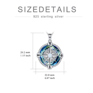 WINNICACA Compass Necklace for Women Compass Gifts for Teen Girls Sterling Silver Compass Jewelry Pendant with Blue Crystal Graduation Gift for Women