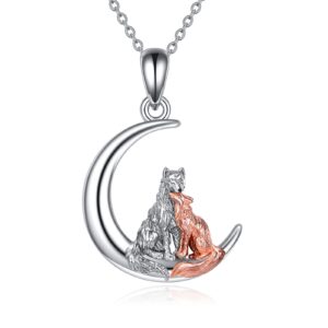 winnicaca wolf and fox necklace sterling silver wolf pendant animal wolf fox jewelry gifts for women