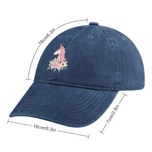 Unicorn Floral Unisex Adult Curved Brim Baseball Hat Cap of Sports Denim Freely Adjustable