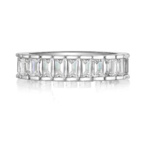 ARGENTO REALE Womens White Gold Plated Cut Eternity Band Ring, CZ Eternity Band,CZ RING,Cubic Zirconia ring,Stackable Ring Eternity Bands for Women (10)