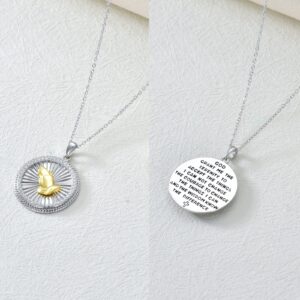 LONAGO Serenity Prayer Necklace with Praying Hands Coin Pendant, Praying Hands and Lord's Prayer Medal Pendant Necklace for Women