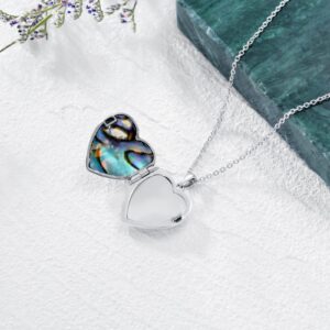 SOULMEET Abalone Hummingbird Locket Necklace That Holds 1 Picture Photo Bird Locket Pendant Sterling Silver Custom Jewelry for Daughter (Locket only)