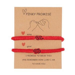 rinhoo red string bracelets protection adjustable good luck vajra knot bracelet for couples friends family women men (vajra knot-red+red, adjustable)