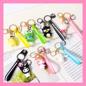 Ohjijinn 7Pcs Cute Keychain Kawaii Accessories, Anime Keychains, Kawaii Keychain Cartoon Keyring Gift for Girls Women (Donut Set)