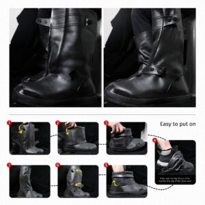 iCreek Waterproof Shoe Cover Galoshes Overshoes Men and Women Motorcycle Boot Rain Covers Easy Cleaning Heavy Duty Over Rubber Work Rubber Overshoe, Black，XL