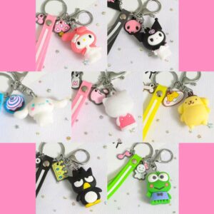 Ohjijinn 7Pcs Cute Keychain Kawaii Accessories, Anime Keychains, Kawaii Keychain Cartoon Keyring Gift for Girls Women (Donut Set)