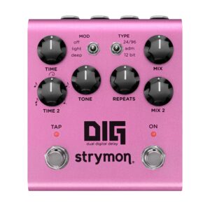 strymon dig v2 dual digital delay guitar effects pedal for electric and acoustic guitar, synths, vocals and keyboards