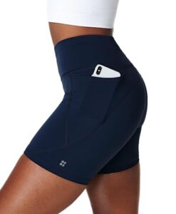 sweaty betty women's power 6" sweat wicking workout biker shorts navy