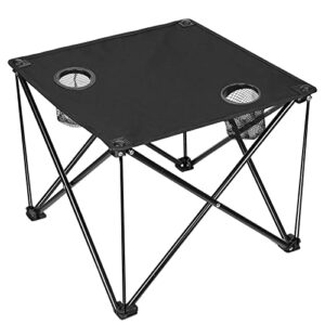 moclever foldable camping table, small ultralight portable table with carry bag & cup holder perfect for outdoor, picnic, bbq, cooking, festival, beach, home use