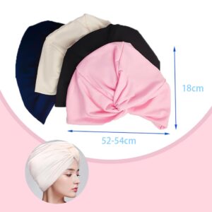 3Pack Turban Chemo Beanie, Head Wrap Cap Cotton India Headwear for Woman Cancer Patient (Black&Gray&Navy)