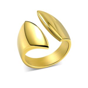 couya 316l stainless steel long rings for women 18k gold plated color open punk wedding bands o10 gold 10