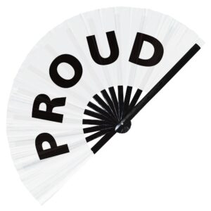 proud hand fan foldable bamboo circuit hand fan funny pride lgbt gag words slang expressions statement gifts festival accessories rave handheld circuit event clack fans (white)