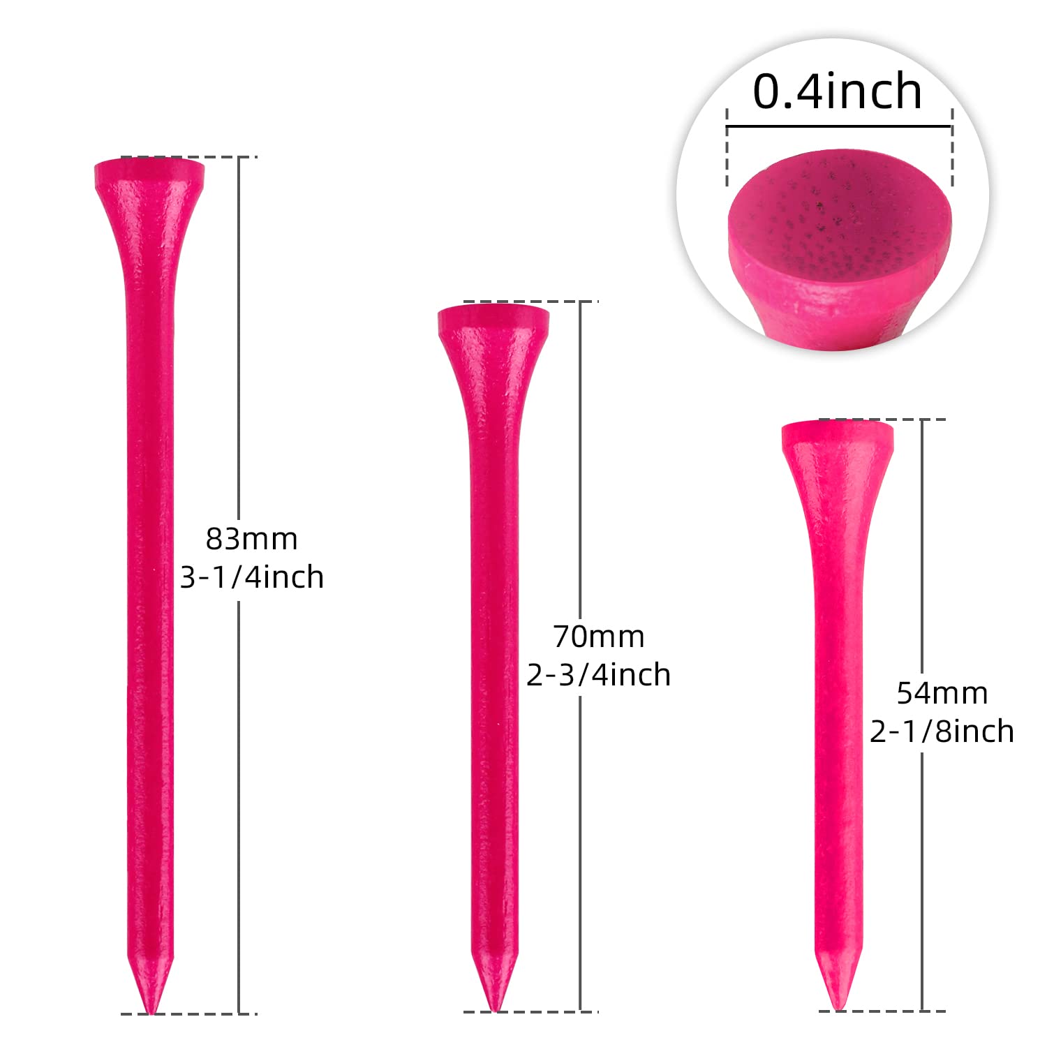 MYKUJA Bamboo Professional Golf Tees Pink, 100Pcs Golf Tees 2 3/4 inch, Long Golf Tees