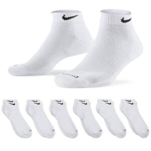 men's nike 6-pack everyday plus cushion low-cut training socks size 8-12 (x-large) (white) (sx7042)