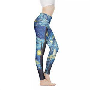 xhuibop van gogh starry night women workout leggings plus size x large yoga pants high waisted gym trousers tummy control active tights butt lift ladies outfits