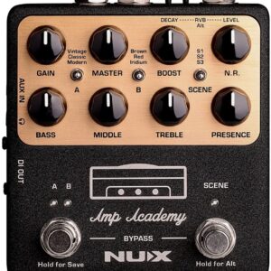 Briskdrop NUX NGS-6 Amp Academy Amp Modeler Guitar Pedal - Bundle with 2 Instrument Cables, 2 Patch Cables, and Snark Tuner, NGS-6bundle, Brown,Red