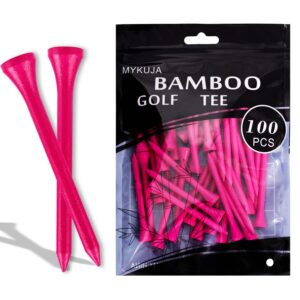 mykuja bamboo professional golf tees pink, 100pcs golf tees 2 3/4 inch, long golf tees