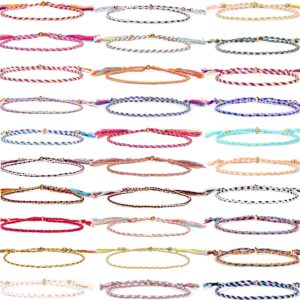 firazio 30pcs handmade braided friendship bracelets for women mens boho surfer woven wrist bracelet fashion colorful cord bracelet adjustable birthday gifts-party favors