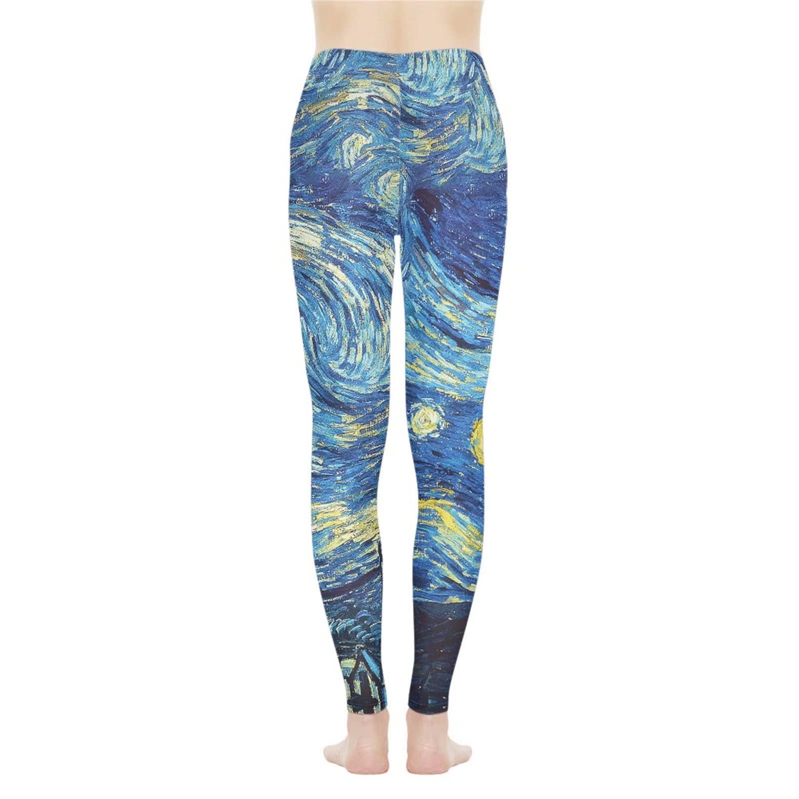 Xhuibop Van Gogh Starry Night Women Workout Leggings Plus Size X Large Yoga Pants High Waisted Gym Trousers Tummy Control Active Tights Butt Lift Ladies Outfits