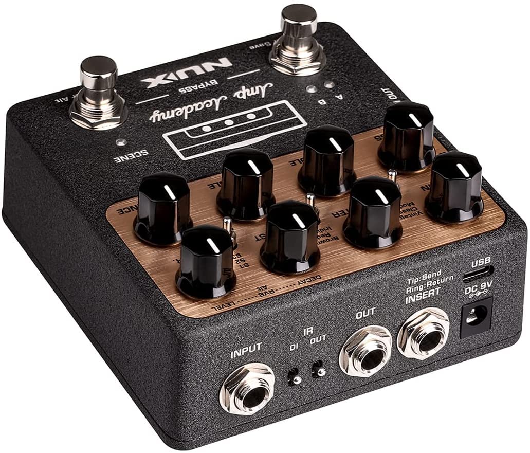 Briskdrop NUX NGS-6 Amp Academy Amp Modeler Guitar Pedal - Bundle with 2 Instrument Cables, 2 Patch Cables, and Snark Tuner, NGS-6bundle, Brown,Red