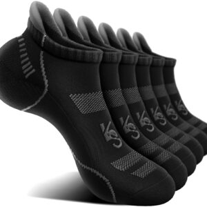 KEMISANT Mens Running Socks 6 Pairs-Athletic Compression Ankle Socks Cushioned for Men Walking-Arch Compression Support(6Pairs,Shoes Size:Men 8-9)