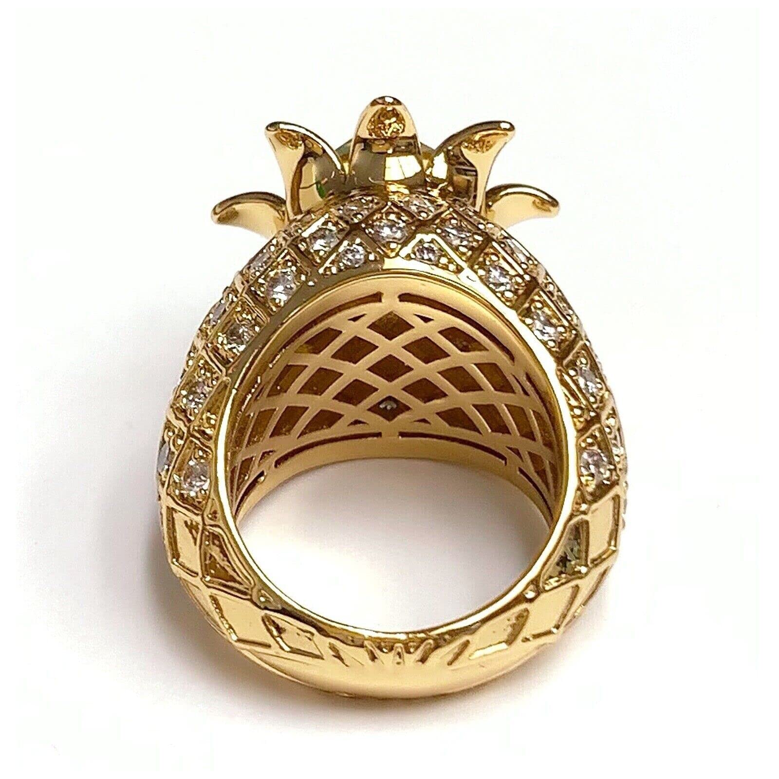 Kate Spade New York Pineapple Passion Gold Plated Metal Glass Stone Ring Size 7