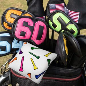 Colorful Tee Golf Mallet Putter Head Cover Magnetic Mallet Club Headcover fits for Taylormade, Scottty Cameron Mallet Putters