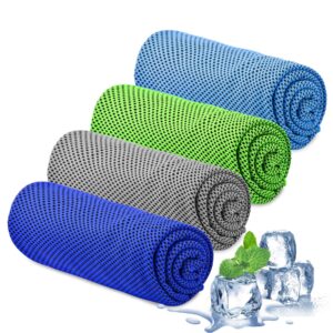 vhger cooling towel, 4 pack ice towel (40"x 12"), microfiber towel, soft breathable chilly towel stay cool for yoga, sport, gym, workout, camping, fitness, running, workout & more activities