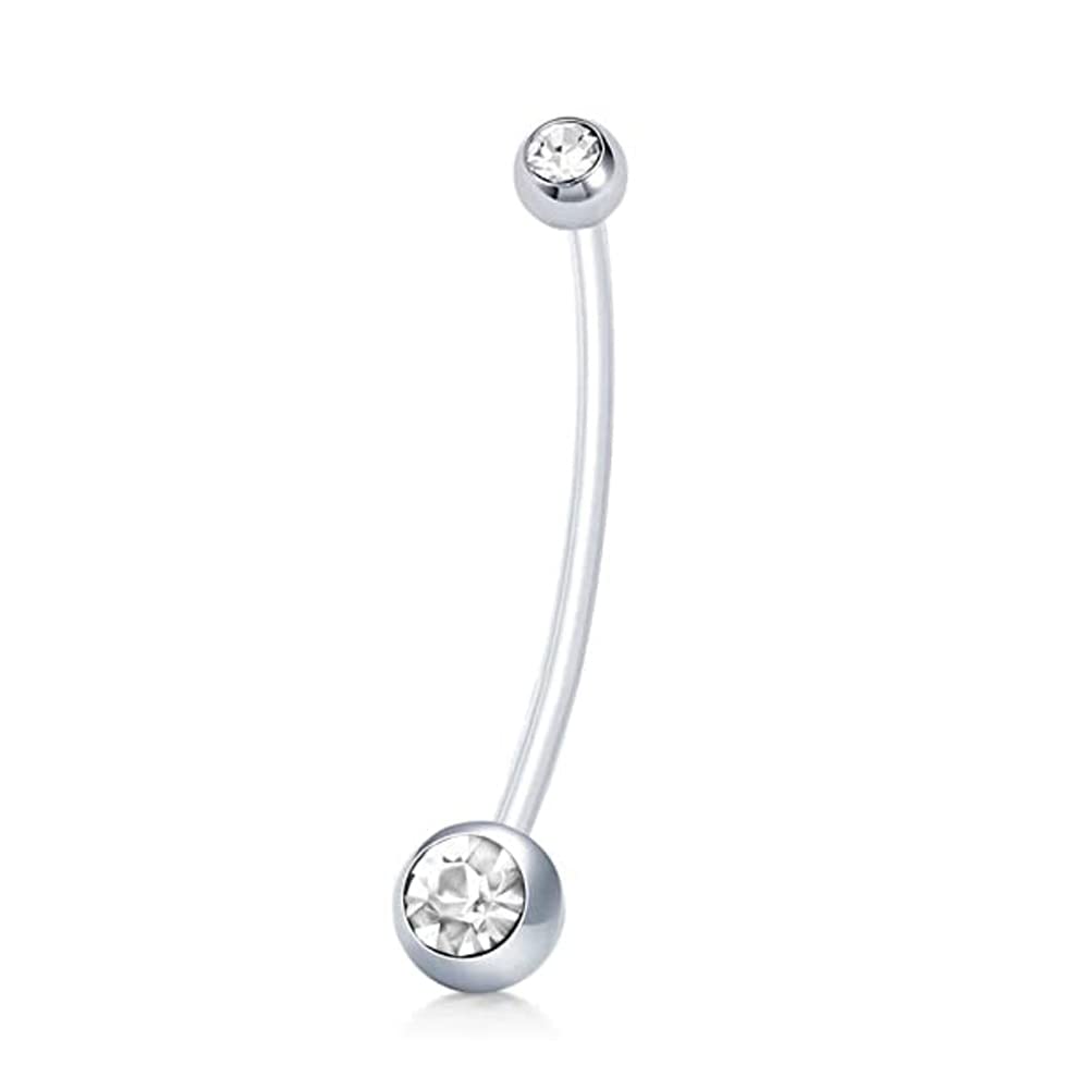 Pregnancy Belly Button Rings Long Bar 38mm Sport Maternity Flexible Bioplast Clear Navel Belly Rings Piercing Retainer Durable and Professional