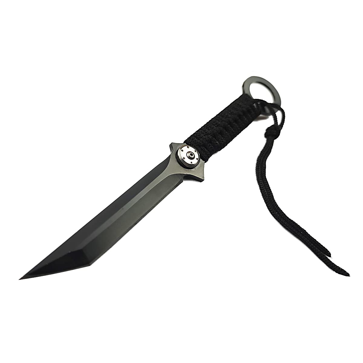 Survival Special Fixed Blade Knife 3pcs with Nylon Sheath, Black Rope Handle