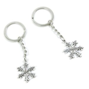 100 pieces keychain keyring door car key chain ring tag charms supplies y6rw7i snow flake snowflake