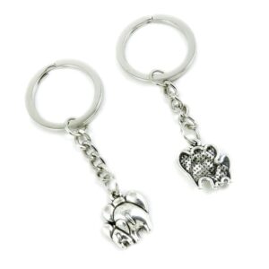 100 pieces keychain keyring door car key chain ring tag charms supplies w4uh6l mother child parent elephants