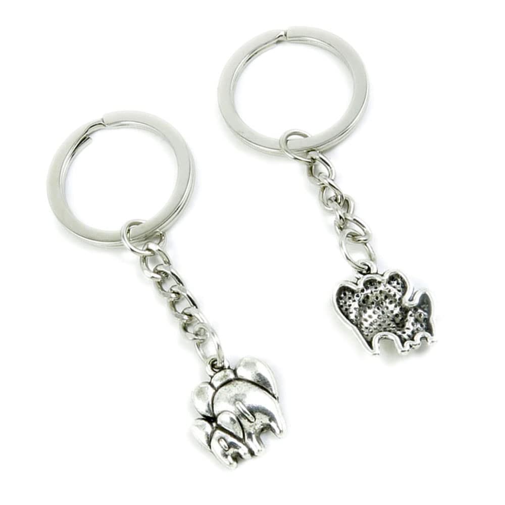 100 Pieces Keychain Keyring Door Car Key Chain Ring Tag Charms Supplies W4UH6L Mother Child Parent Elephants