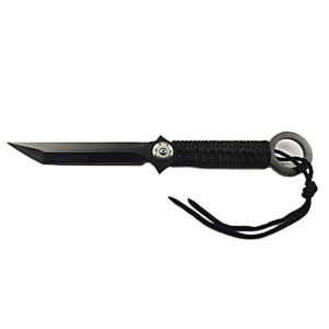 Survival Special Fixed Blade Knife 3pcs with Nylon Sheath, Black Rope Handle