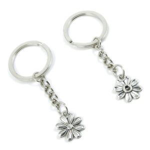 50 pieces keychain keyring door car key chain ring tag charms supplies w9dr5b chrysanthemum daisy flower