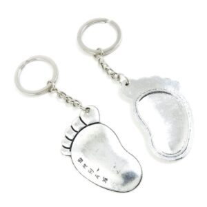 100 pieces keychain keyring door car key chain ring tag charms supplies b8zo5y foot footprint