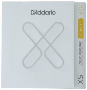 d'addario guitar strings - xs phosphor bronze coated acoustic guitar strings - xsapb1256 - maximum life with smooth feel & exceptional tone - for 6 string guitars - 12-56 light top/medium bottom