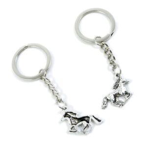 100 pieces keychain keyring door car key chain ring tag charms supplies w2pw1e running horse