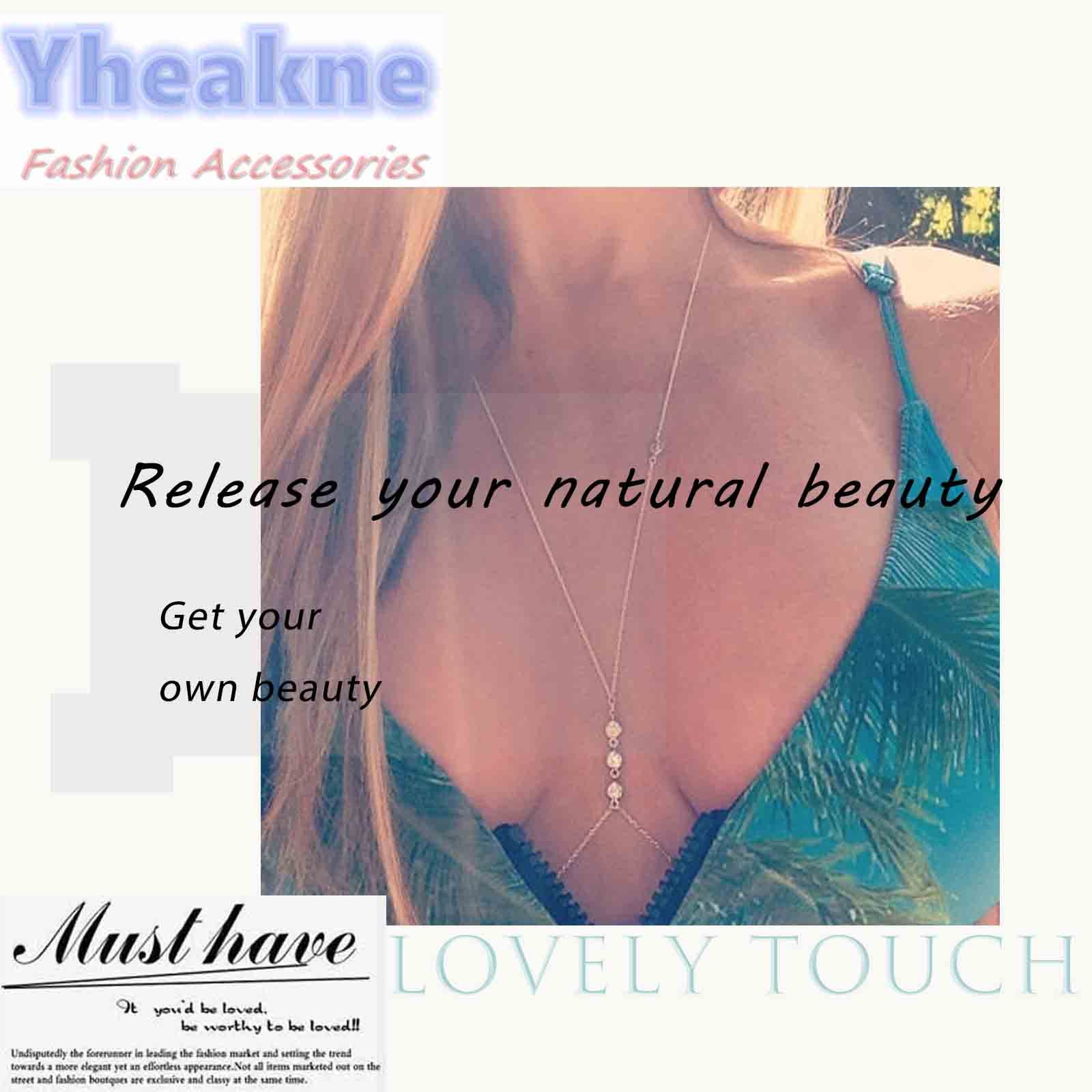 Yheakne Boho Layered Bra Body Chain Gold Bikini Bra Chain Necklace Long Slave Body Chain Summer Beach Body Jewelry for Women and Girls (Style B)