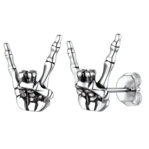 suplight 925 sterling silver rock hand earrings vintage punk rock earrings for men women