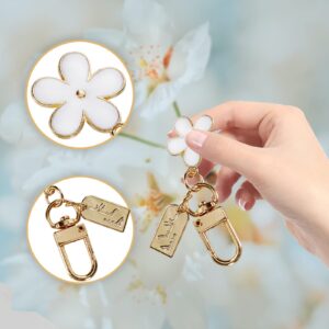 3 Pack Handbag Charms Flower Keychains for Women Enameled Keychain, Cute Accessories for Girl's Backpack, Car Key, Handbag, Purse