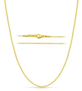 fiusem gold chain for women, 1.2mm necklace chain 18k gold plated box chain necklace for women, thin stainless steel chain womens chain 18 inch