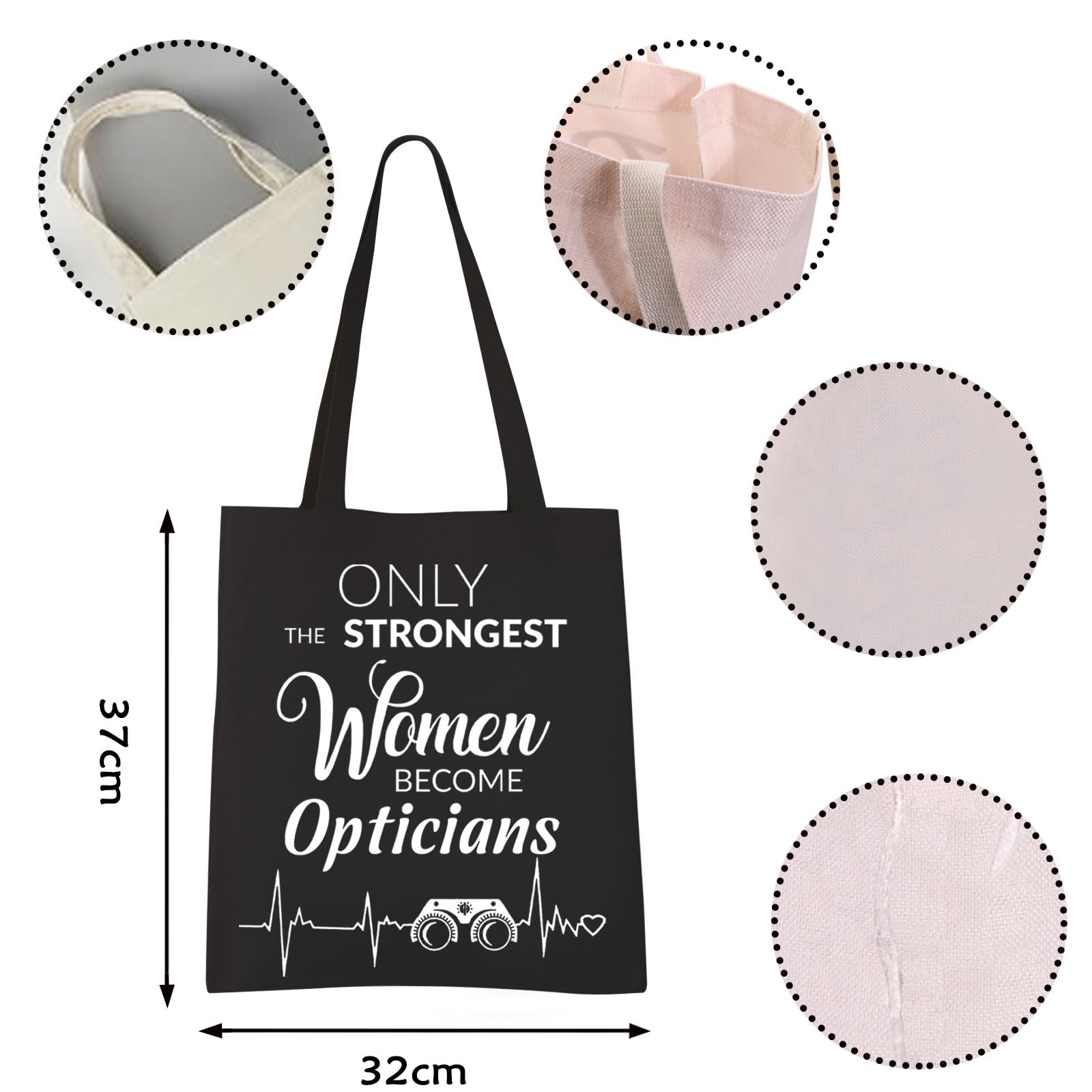 VAMSII Optician Gifts for Women Eye Chart Gifts Tote Bag Funny Optometrist Gifts Shoulder Bag Optometry Gifts Shopping Bag(BLK-Women Opticians tote)